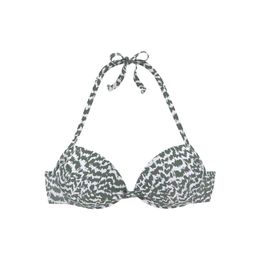 Lascana Damen Push-Up-Bikini-Top "Sansa", gr&uuml;n, Gr. 34, bedruckt, Recycling-Polyamid, Bikini-Oberteile, mit gedrehter-Optik