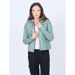 Mustang Damen Lederjacke "31023237", blau, Gr. XXL, Obermaterial: 100% Lammleder. Innenfutter: 100% Baumwolle. &Auml;rmelfutter: 100% Polyester. Kapuze