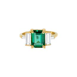 Elli Premium Damen Fingerring "Topas Gr&uuml;n 925 Sterling Silber Gold-plated", 56mm,mit Steinen, Silber 925 (Sterlingsilber), 1,5mm, gold, Silber 925