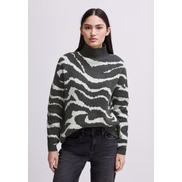 Damen Strickpullover, grau, Gr. 42, STREET ONE STUDIO, Jacquardmuster, Stoff, 33% Polyester, 31% Polyacryl, 24% Baumwolle, 12% Polyamid, Pullover,