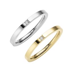 ZEEme Damen Fingerring "Edelstahl 2tlg. Set mit wei&szlig;em Zirkonia-Stein", 018 (57,0), Edelstahl, bunt, Edelstahl, Fingerringe