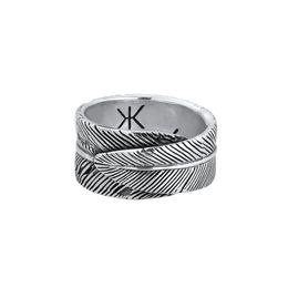 Kuzzoi Herren Silberring "Herren Feder Vintage Trend Massiv 925 Silber", 64mm, ohne Stein, Silber 925 (Sterlingsilber), 12mm, schwarz, Silber 925