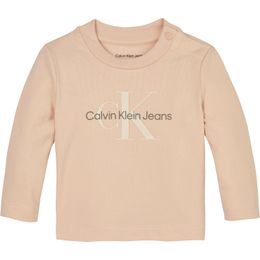 Langarmshirt Calvin Klein Jeans "MONOGRAM LS T-SHIRT", M&auml;dchen, Gr. 98, spanish villa, Jersey, Obermaterial: 93% Baumwolle, 7% Elasthan, unifarben, regular fit h&uuml;ftlang, Rundhals, Shirts Langarmshirt, f&uuml;r Babys bis 2 Jahre, mit gro&szlig;em Druck