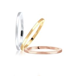 Elli Damen Ring-Set "(Set,3 tlg) "Stacking-Rings" Tricolor 925 Silber", 52mm, ohne Stein, Silber 925 (Sterlingsilber), 1,5mmgold, Silber 925