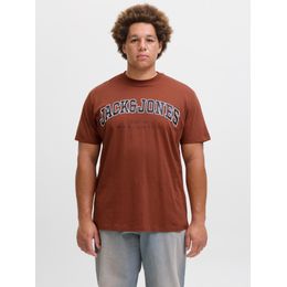 Jack & Jones PlusSize Herren T-Shirt "JJECALEB VARSITY TEE SS O-NECK NOOS PLS", rot, Basic, Gr. XXXL, JACK & JONES PLUSSIZE, bedruckt, Jersey, Obermaterial: 100%