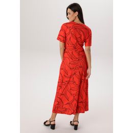 Damen Midikleid, rot, Gr. 36, Aniston SELECTED, bedruckt, gebl&uuml;mt, gemustert, Jersey, Obermaterial: 95% Polyester, 5% Elasthan, Kleider, mit