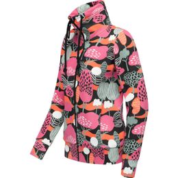 Ragwear Damen Sweatjacke "Ronette Print", bunt, Gr. XXXL, 70% Baumwolle, 30% Polyester, Sweatjacken, Zip-Jacke mit Allover-Print und hohem Kragen