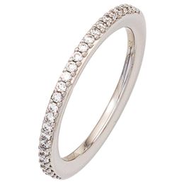 Jobo Damen Diamantring "Wei&szlig;goldring Ring schmal", 58, SI = kleine Einschl&uuml;sse, Diamanten Wei&szlig;gold 585, silber, Diamanten, Wei&szlig;gold 585, Fingerringe,