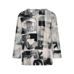 Rabe Damen 3/4-Arm-Shirt, schwarz, Gr. 52, bedruckt, Web, Obermaterial: 76% Baumwolle, 16% Polyester, 8% Elasthan, Shirts, mit All-Over Print