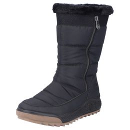 Rieker Damen Winterstiefel, Gr. 37, schwarz, Nubuklederimitat, Textil, unifarben, Schuhe, Winterboots, Snowboots mit wasserabweisender