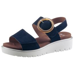Ara Damen Sandale "BILBAO", Gr. 42, blau, Ziegenveloursleder, unifarben, Schuhe, Keilsandale, Plateausandale mit Klettverschl&uuml;ssen, G-Weite