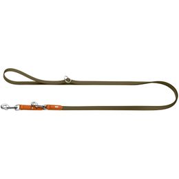 Hunter Stufenlos verstellbare F&uuml;hrleine Wolmar BioThane x Leder khaki/orange / 16/300