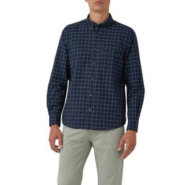 s.Oliver Herren Langarmhemd, blau, Gr. S, kariert, Web, Obermaterial: 100% Baumwolle, Hemden, mit Logo Stickerei
