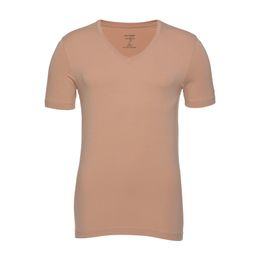 OLYMP Herren T-Shirt "Casual", beige, Basic, Gr. XL, unifarben, Obermaterial: 94% Baumwolle, 6% Elasthan, Shirts, V-Ausschnitt, Ideal zum Unterziehen