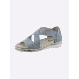 Casual Looks Damen Sandalette, Gr. 39, blau, Veloursleder, Schuhe