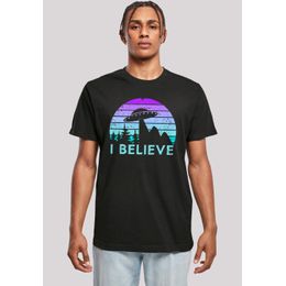F4NT4STIC Damen T-Shirt "I BELIEVE UFO Alien Raumschiff Retro", schwarz, Gr. L, Obermaterial: 100% Baumwolle, Shirts, Premium Qualit&auml;t