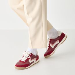 Tamaris Damen Sneaker, Gr. 36rot, Leder, Lederimitat, Textil, unifarben mit Farbeins&auml;tzen, Schuhe, Freizeitschuh, Halbschuh, Schn&uuml;rschuh, weich