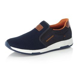 Rieker Herren Slip-On Sneaker, Gr. 40, blau, Lederimitat, Textil, Schuhe, Casual Slipper, Freizeitschuh, Schlupfschuh mit Kontrastnaht