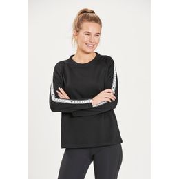 ENDURANCE ATHLECIA ATHLECIA Damen Langarmshirt "SELLA", schwarz, Gr. 40, bedruckt, unifarben, 100% Polyester, Shirts, mit hippen Logoprint-Streifen