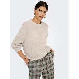 Only Damen Strickpullover "ONLMILOUZ LS RIB PULLOVER KNT NOOS", beige, Gr. XS, unifarben, Strick, Obermaterial: 100% Polyacryl, Pullover