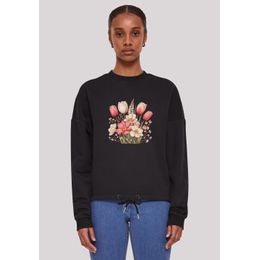F4NT4STIC Damen Sweatshirt "Rosa wei&szlig;er Fr&uuml;hlingsblumenstrau&szlig;", schwarz, Gr. M, Obermaterial: 65% Baumwolle, 35% Polyester, Sweatshirts, Premium