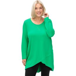 sheego Damen Langarmshirt in Wickeloptik grasgr&uuml;n Gr&ouml;&szlig;e 52/54
