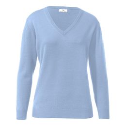 Peter Hahn - V-Pullover aus 100% Schurwolle Pure Tasmanian Wool, blau, Gr. 46 / L - Schurwolle