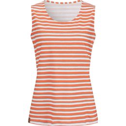 CR&Eacute;ATION L Damen Ringelshirt mit Rundhals-Ausschnitt orange-wei&szlig;-geringelt Gr&ouml;&szlig;e 38