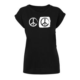 Merchcode Shirt 'Peace - Double Peace Black Extended Shoulder' Damen Gr&ouml;&szlig;e L schwarz / wei&szlig;