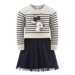 happy girls Set: Kleid und Pullover M&auml;dchen Gr&ouml;&szlig;e 68/74 ecru / navy / umbra / wei&szlig;