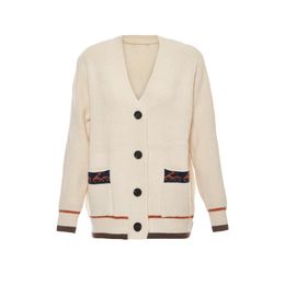 caneva Strickjacke Damen Gr&ouml;&szlig;e M beige / navy / braunmeliert / orange