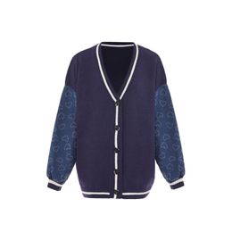 SANIKA Strickjacke Damen Gr&ouml;&szlig;e M blau / marine / wei&szlig;