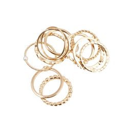 ABOUT YOU Ring-Set 'Marlena' Damen Gr&ouml;&szlig;e 50/60 gold / perlwei&szlig;