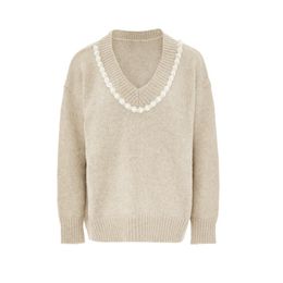 caissa Pullover Damen Gr&ouml;&szlig;e M hellbeige / wei&szlig;