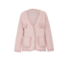 NALLY Strickjacke Damen Gr&ouml;&szlig;e M rosa / wei&szlig;