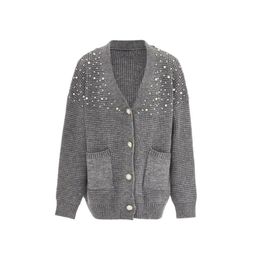 caissa Strickjacke Damen Gr&ouml;&szlig;e M stone / silber / perlwei&szlig;