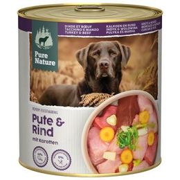 Pure Nature Nassfutter Hund Adult 6 x 800 g Pute und Rind