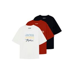 Jack & Jones JACK & JONES T-Shirt 'JORCANGGU' Herren Gr&ouml;&szlig;e M taubenblau / rot / schwarz / wei&szlig;