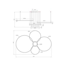 LED-H&auml;ngeleuchte Saturno, 4-fl., goldfarben, Metall, 4.000 K