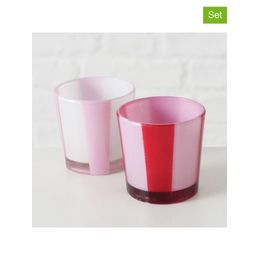 Boltze 2er-Set: Teelichthalter "Tisano" in Wei&szlig;/ Rosa/ Rot - (H)6 x &Oslash; 6 cm - 29% | Kerzen-vasen