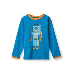 Smafolk Sm&aring;folk Longsleeve "Roboter" in Blau - 30% | Gr&ouml;&szlig;e 98/104 | Baby-langarmshirts