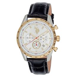 U.S. Polo Assn. Chronograph in Schwarz/ Gold/ Creme - 69% | Herrenuhren