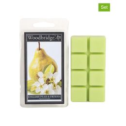Woodbridge 2er-Set: Duftwachs "English Pear & Freesia" in Gr&uuml;n - 2x 68 g - 53% | Kerzen-vasen