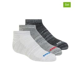 Skechers 3er-Set: Socken in Wei&szlig;/ Grau/ Anthrazit - 59% | Gr&ouml;&szlig;e 27,5-35,5 | Kinder-socken-strumpfhosen