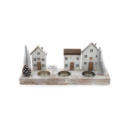 SiL Interiors Windlicht ''Xmas Houses'' in Hellbraun/ Wei&szlig; - (B)30 x (H)13,5 x (T)7,5 cm - 52% | Kerzen-vasen