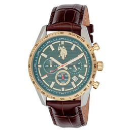 U.S. Polo Assn. Chronograph in Braun/ Gold/ Gr&uuml;n - 65% | Herrenuhren