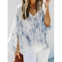 Milan Kiss Bluse in Wei&szlig;/ Blau - 63% | Gr&ouml;&szlig;e S | Damen-blusen