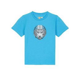 watabout.kids T-Shirt 'Racing Tiger' Jungen Gr&ouml;&szlig;e 122/128 aqua / grau / wei&szlig;