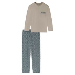 Schiesser Pyjama lang 'Comfort Nightwear' Herren Gr&ouml;&szlig;e XXL hellbraun / petrol