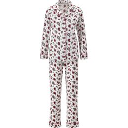 w&auml;schepur Damen Pyjama mit Paisley-Print ecru-rot-bedruckt Gr&ouml;&szlig;e 36/38